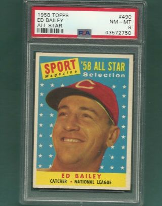 1958 Topps 490 Ed Bailey All Star PSA 4 MK | #5561199