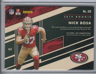 2019 GOLD STANDARD NICK BOSA NFL SHIELD AUTO RPA 1 OF 1 1/1 49ERS ...
