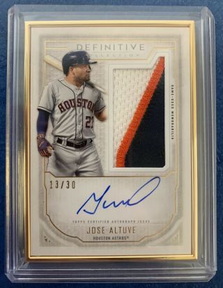 2020 Topps Definitive Jose Altuve Gold Frame 3 Color Patch ON CARD Auto ...
