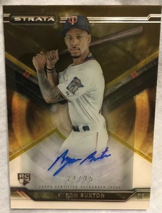 BYRON BUXTON AUTOGRAPH 2015 LEAF ON CARD AUTO Signed TWINS | #6099259