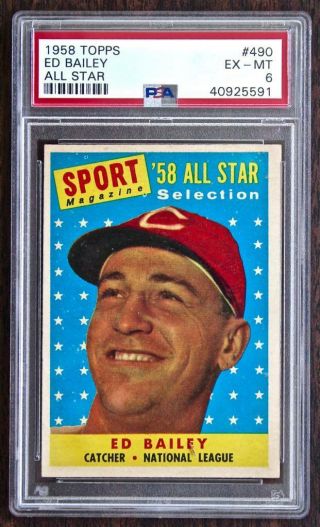 1958 Topps 490 Ed Bailey All Star PSA 4 MK | #5561199
