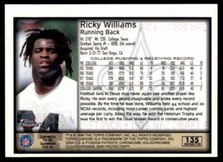 1999 Topps Chrome Refractor Ricky Williams RC Saints 135 | #6477412
