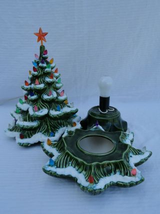 RARE LARGE 3 PIECE VINTAGE ATLANTIC SNOW FLOCKED LIGHTED CERAMIC ...