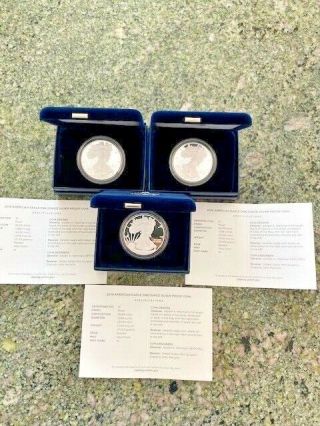 2019 W $1 SILVER AMERICAN EAGLE PROOF 3 COINS RARE BOX AND PAPER ...