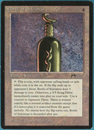 Bottle Of Suleiman Arabian Nights SPLD Artifact Rare MAGIC CARD (32981 ...