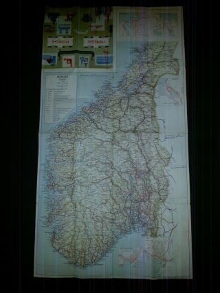 VINTAGE MAP OF NORWAY DATED 1957 FOLD OUT MAP OF EUROPE MAP OF THE ...
